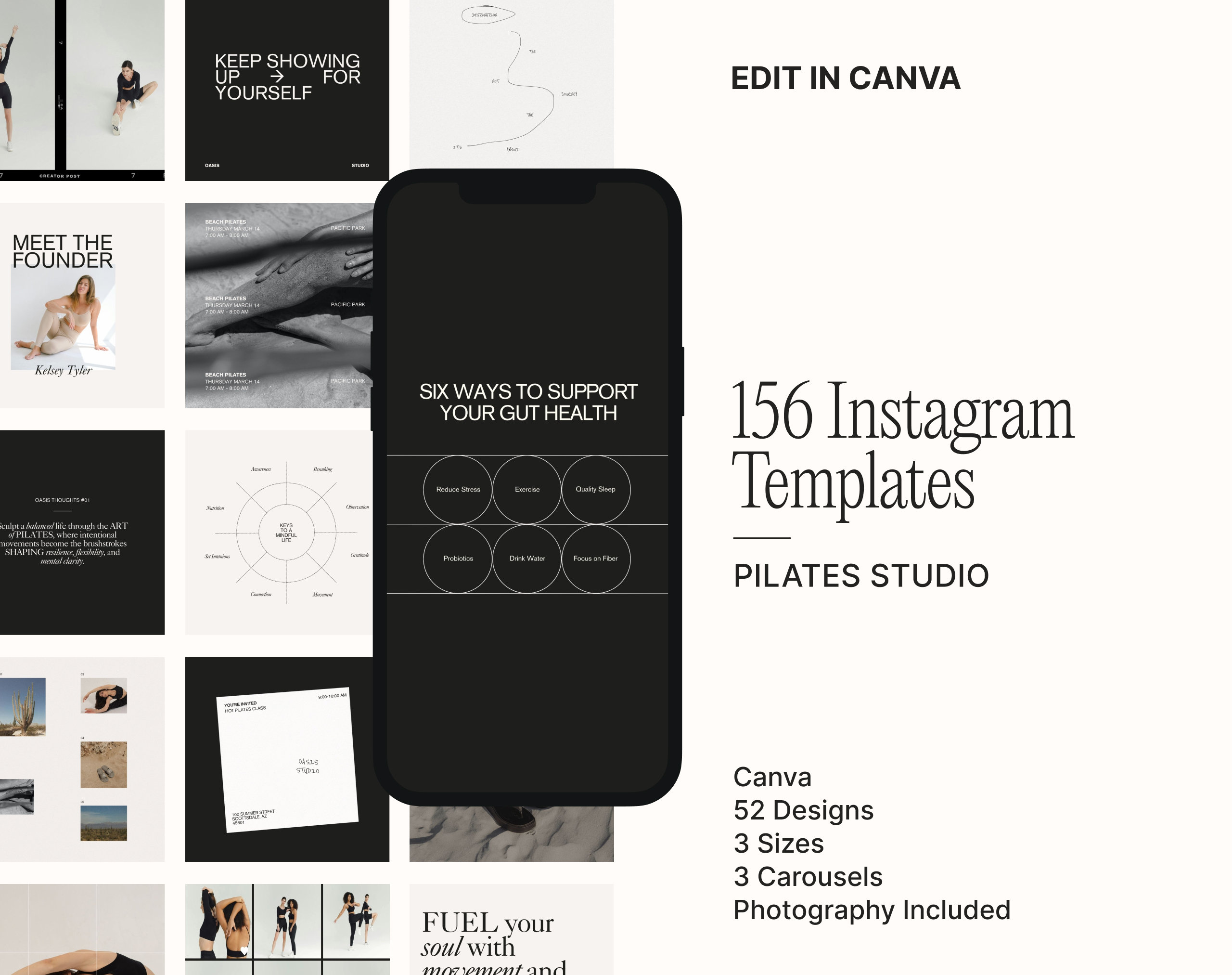 Pilates Instagram Templates Fitness Coach Templates Social Media ...