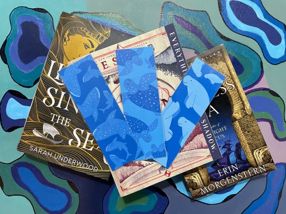 Deep Blue Bookmarks Vector Set Of Bookmarks For Children With Outer