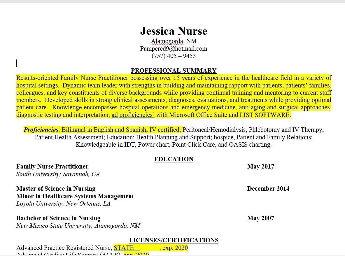 Nurse Practitioner CV Template - Etsy