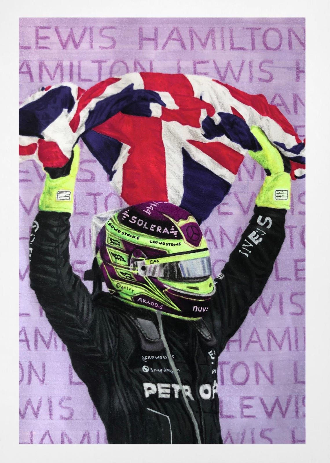 Lewis Hamilton Hand-drawn Print | A5 Size - Etsy