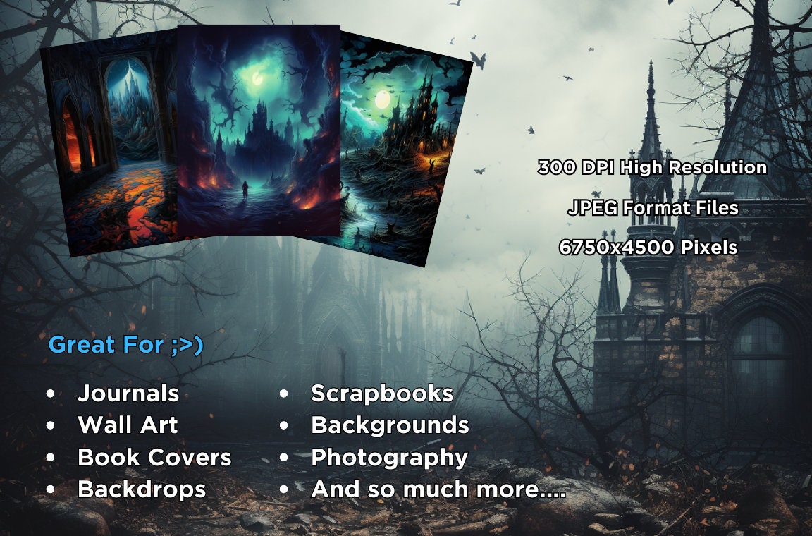 25 Nightmare Dreamscapes Backdrops, Horror Digital Background ...