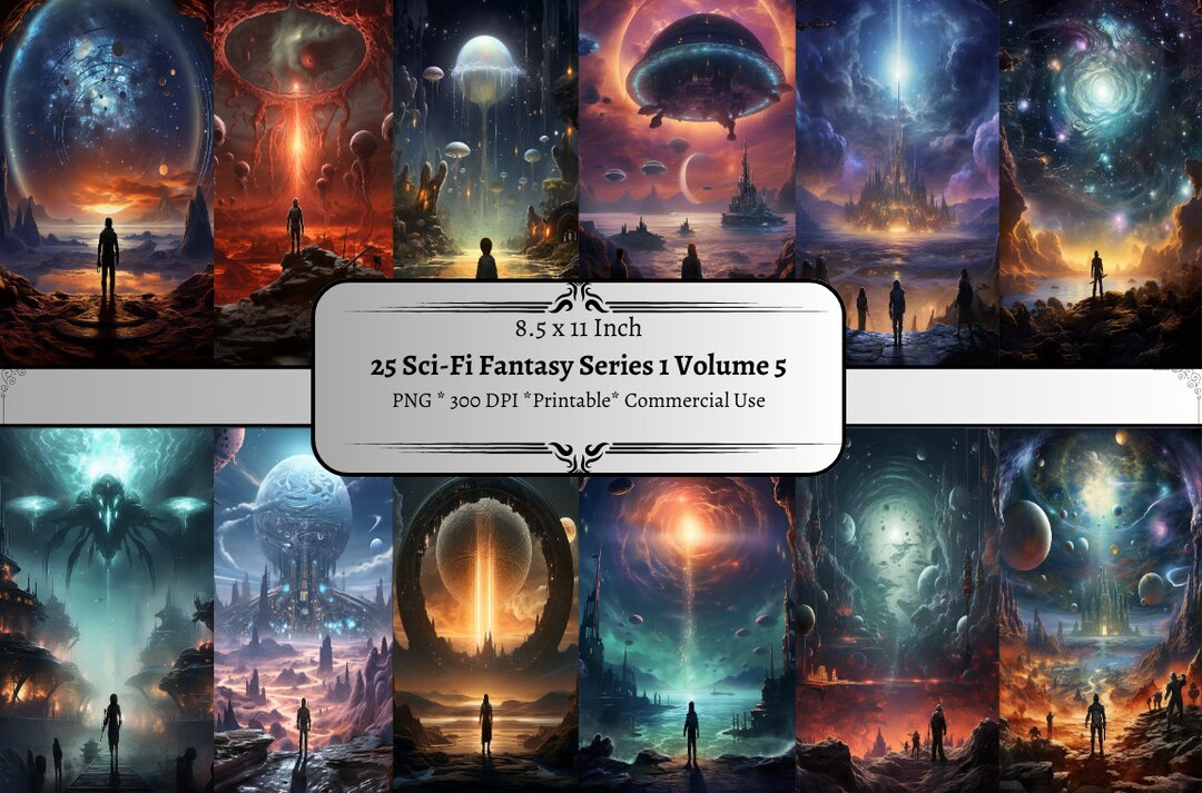 25 Sci-fi Fantasy Series 1 Volume 5 Printable Digital Paper, Sci-fi ...