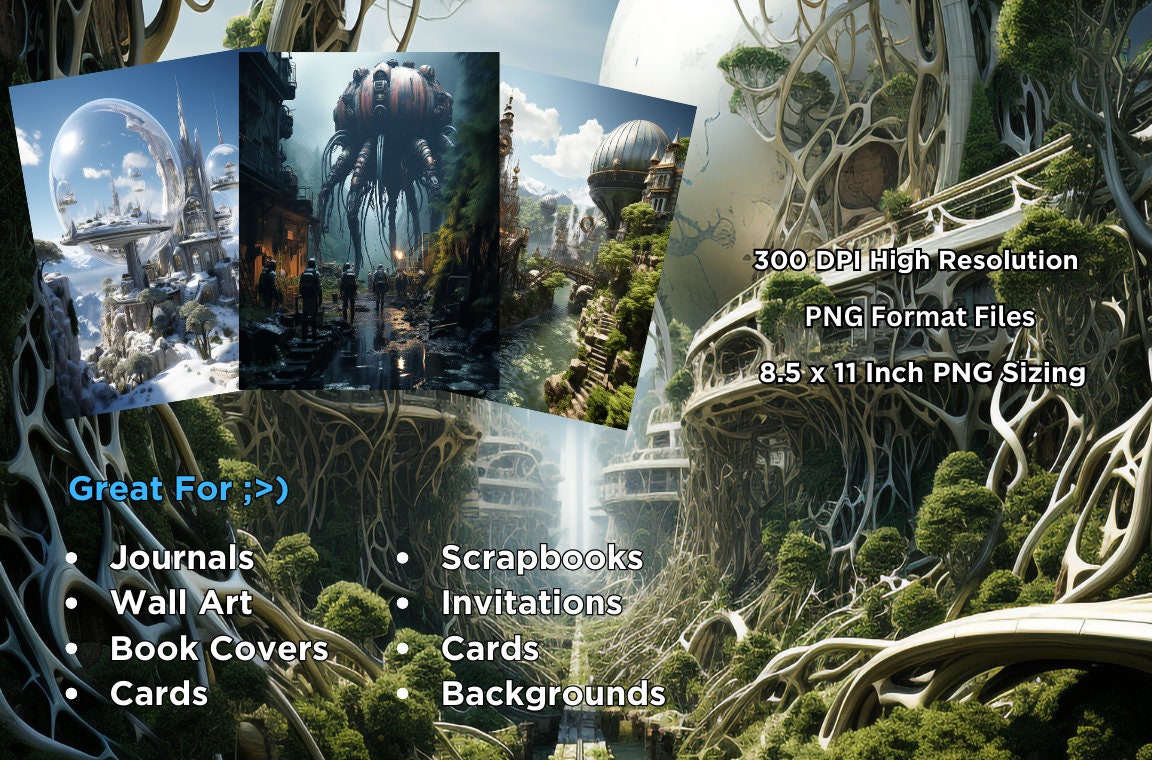 250 Sci-fi Fantasy Series 3 Complete Collection Printable Digital Paper ...