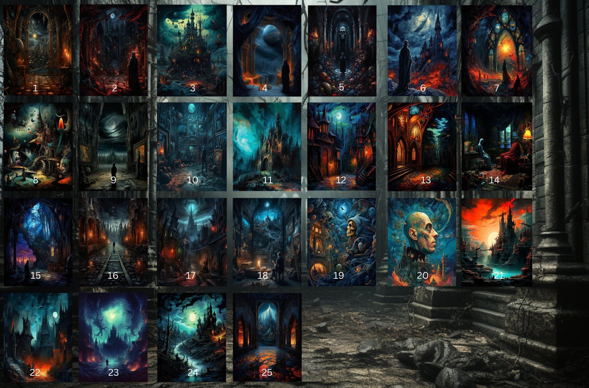 25 Nightmare Dreamscapes Backdrops, Horror Digital Background ...