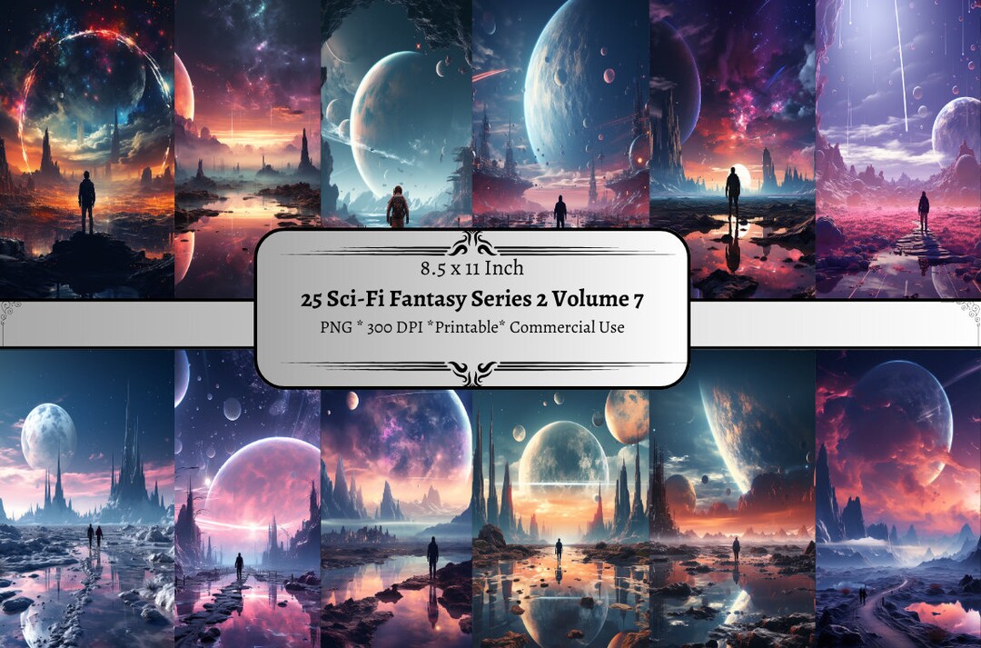25 Sci-fi Fantasy Series 2 Volume 7 Printable Digital Paper, Sci-fi ...