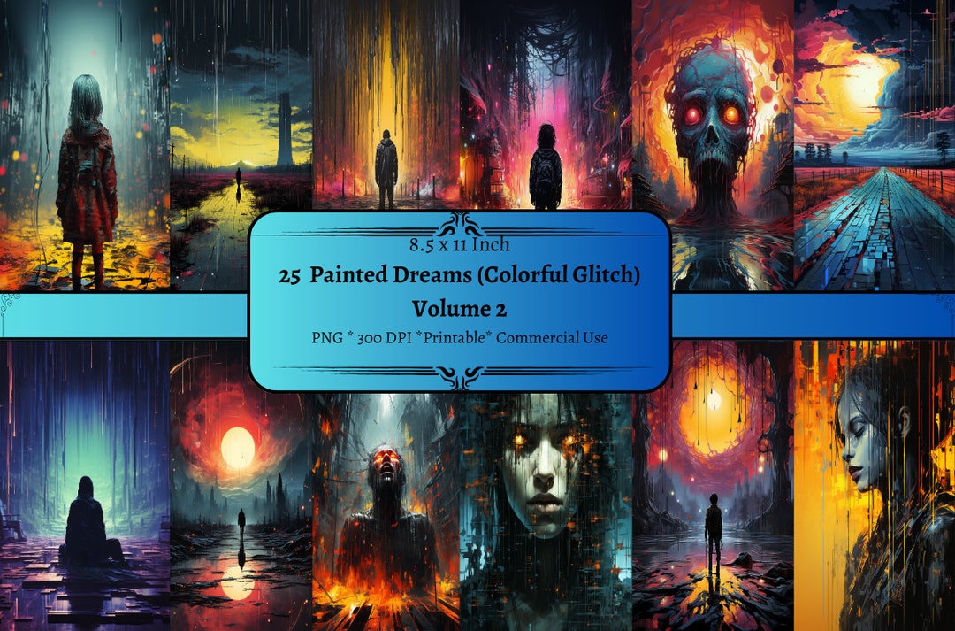 25 Painted Dreams colorful Digital Volume 2 Digital Paper, Dreamscape ...