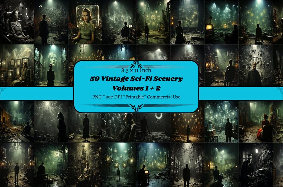 50 Vintage Sci-fi Scenery Volume 1 + 2 Digital, Classic Sci-fi Digital ...