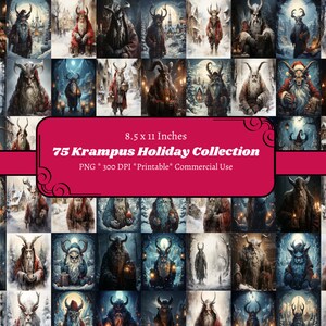 75 Krampus Holiday Collection Digital Papers, Krampus Christmas, Dark ...