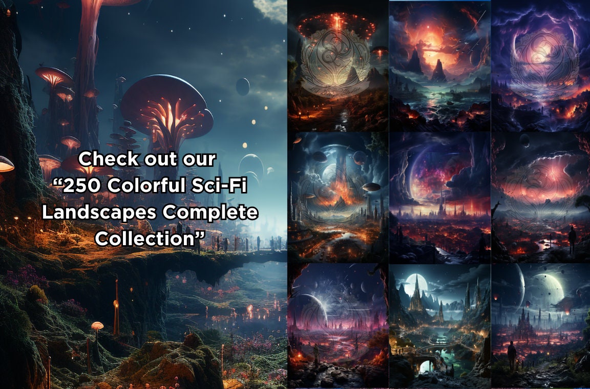 250 Colorful Sci-fi Landscapes Complete Collection Digital Paper ...