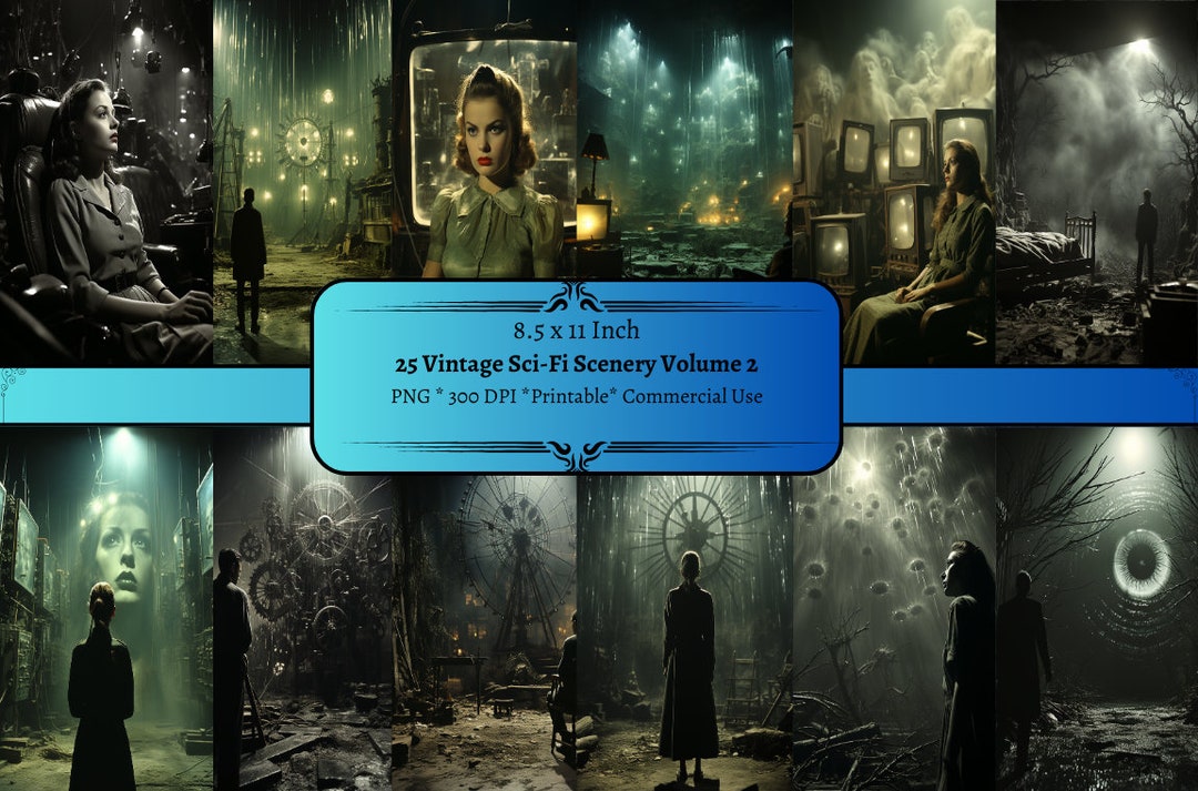 25 Vintage Sci-fi Scenery Volume 2 Digital, Classic Sci-fi Digital ...