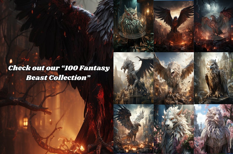 100 Fantasy Beasts Collection Digital Paper, Fantasy Landscapes Digital ...