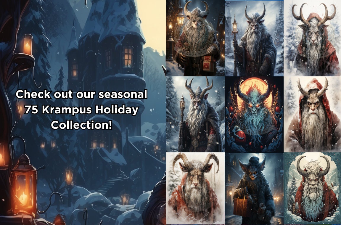 75 Krampus Holiday Collection Digital Papers, Krampus Christmas, Dark ...