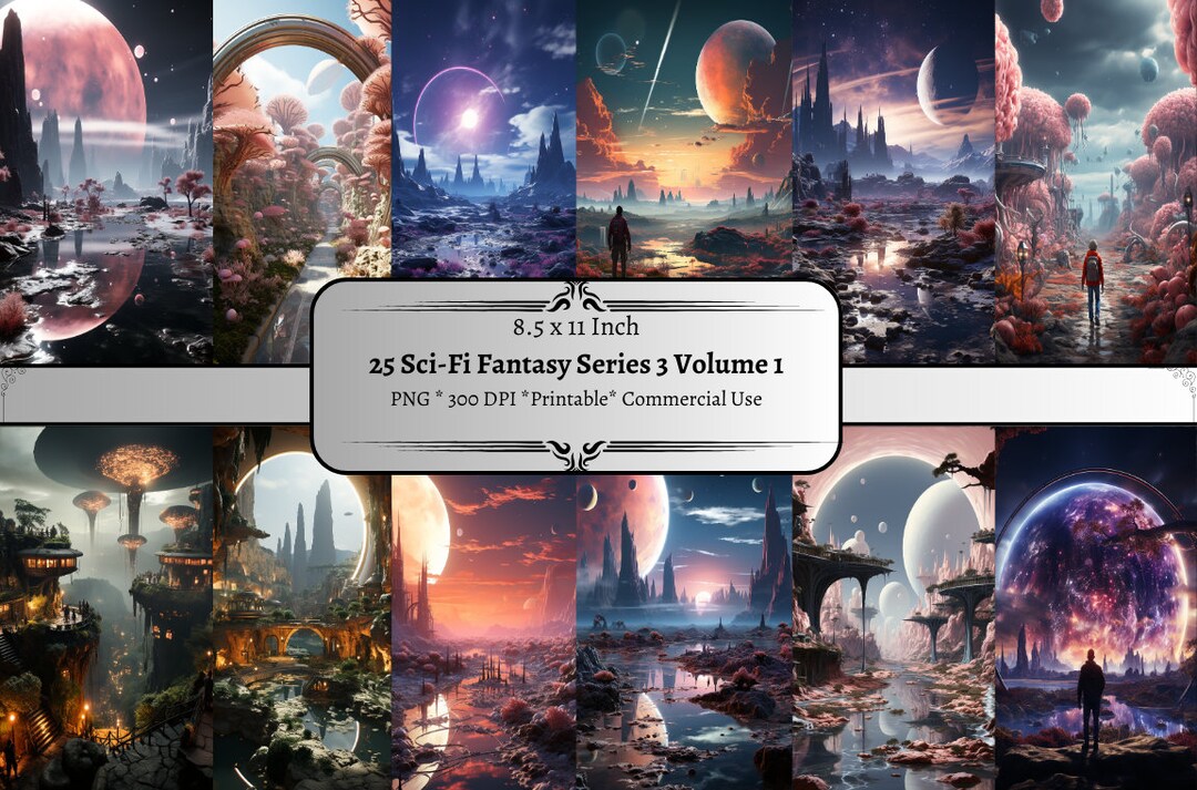 25 Sci-fi Fantasy Series 3 Volume 1 Printable Digital Paper, Sci-fi ...