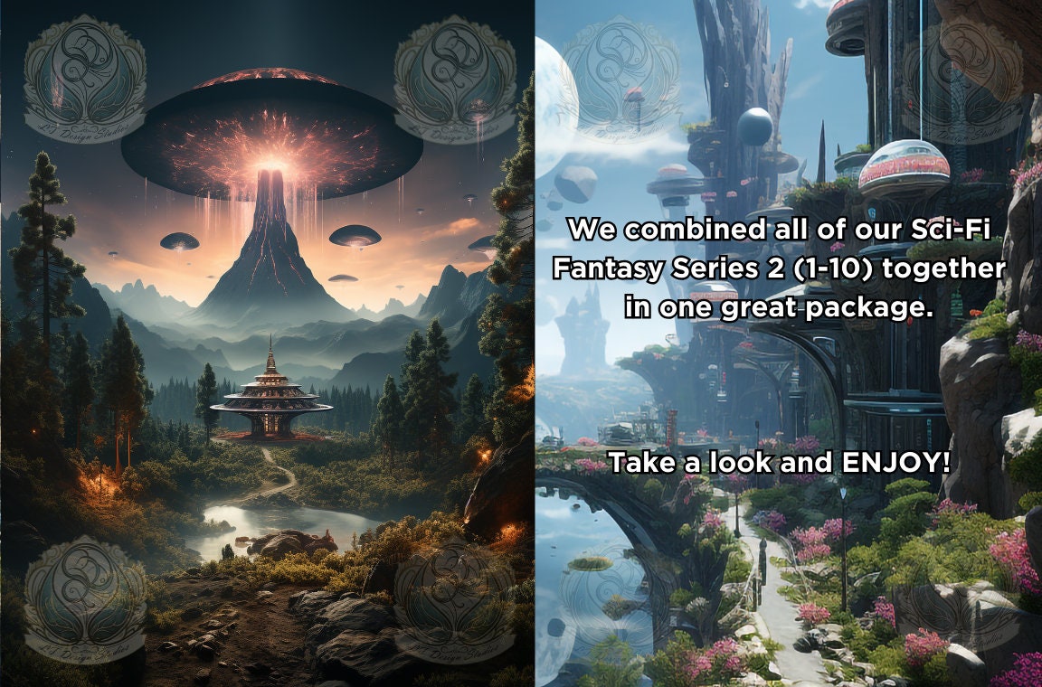 250 Sci-fi Fantasy Series 2 Complete Collection Printable Digital Paper ...