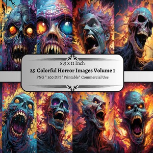 25 Colorful Horror Images Volume 1, Horror Digital Background, Colorful ...