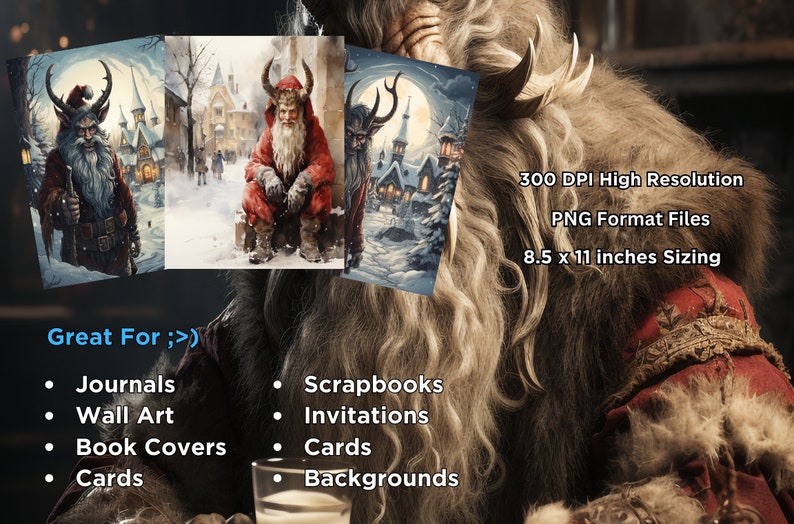 75 Krampus Holiday Collection Digital Papers, Krampus Christmas, Dark ...