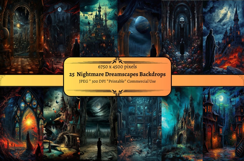 25 Nightmare Dreamscapes Backdrops, Horror Digital Background ...