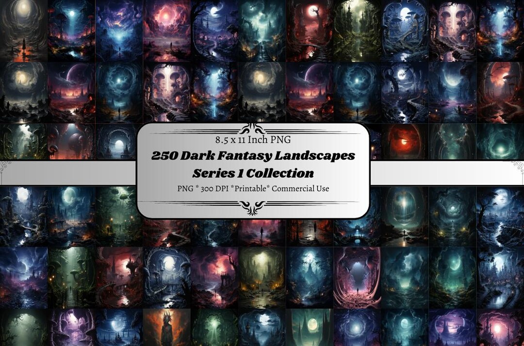250 Dark Fantasy Landscapes Series 1 Collection Digital Paper, Dark ...