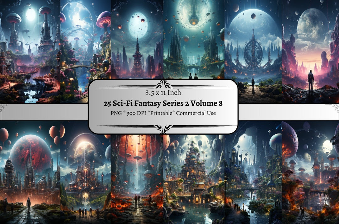 25 Sci-fi Fantasy Series 2 Volume 8 Printable Digital Paper, Sci-fi ...