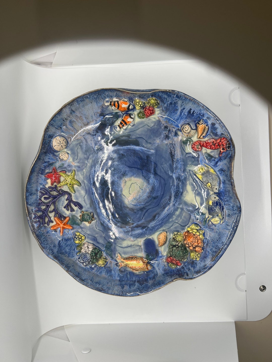 Hand Crafted, Altered Coral Deep Sea Shallow Ceramic Bowl - Etsy