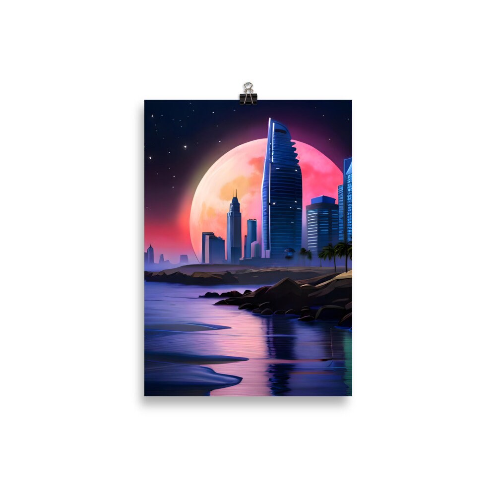 Neon City Skyline - Etsy