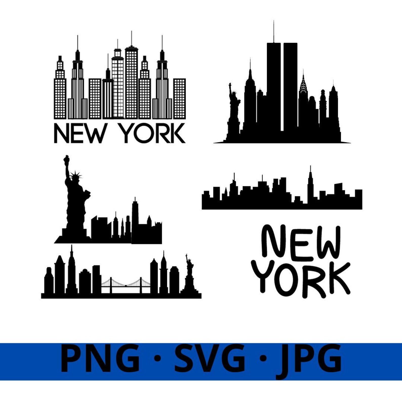 New York Skyline Svg, NYC Skyline Svg Clipart, New York City SVG ...