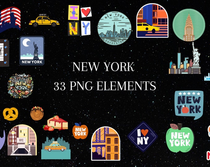 33 New York Clipart, New York Clipart Prints, New York Theme Printable ...
