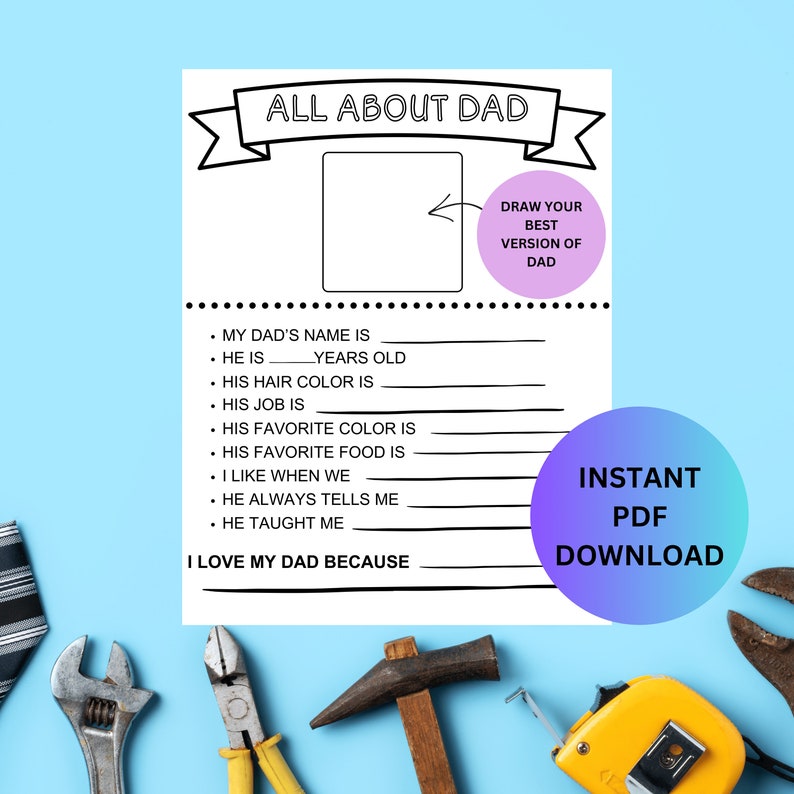 All About Dad Father's Day Printable Father's Day - Etsy