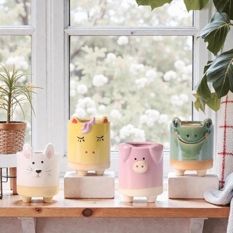 Ceramic Animal Planter - Etsy