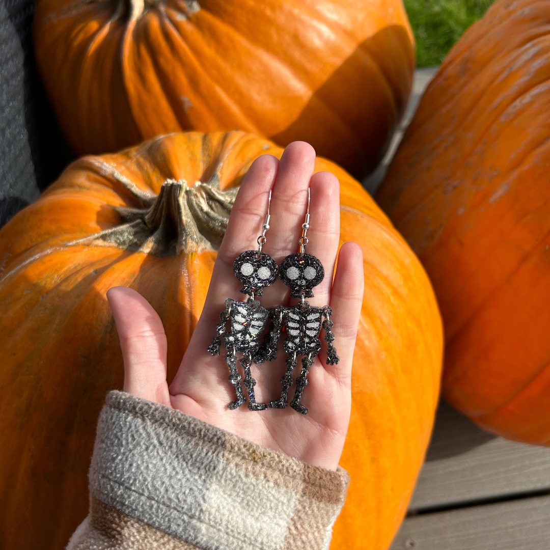 Skeleton Earrings, Dancing Skeleton Earrings, Halloween Earrings ...