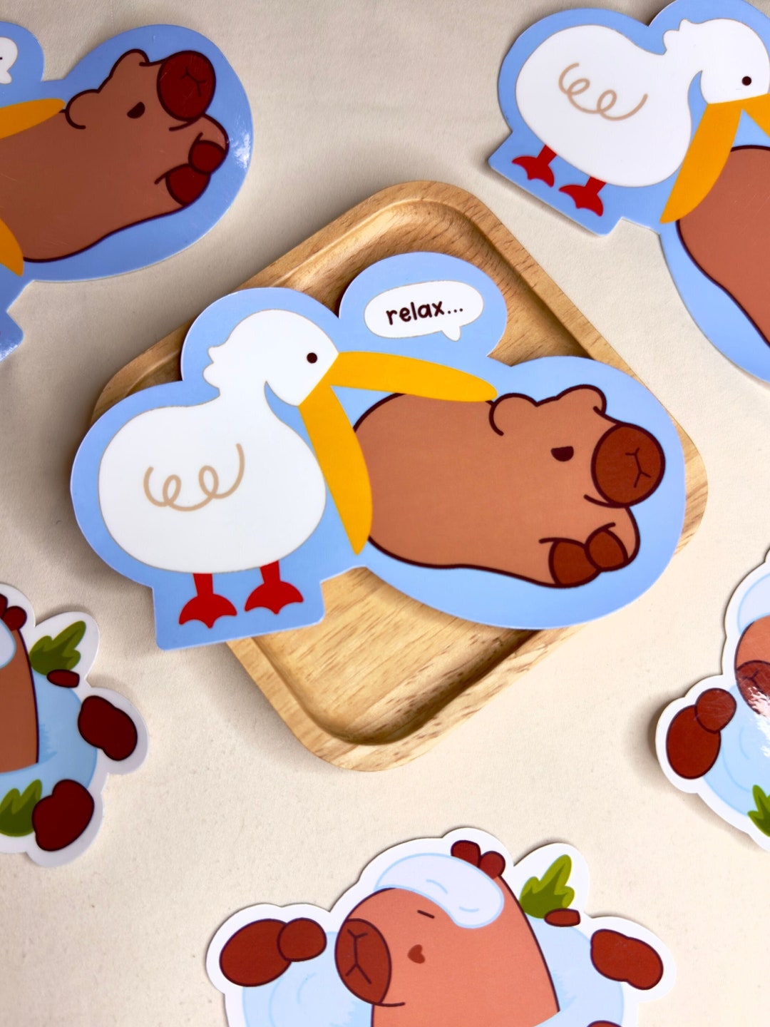 2 STYLES Cute Capybara Sticker Capy Sticker Capybara in Pond - Etsy