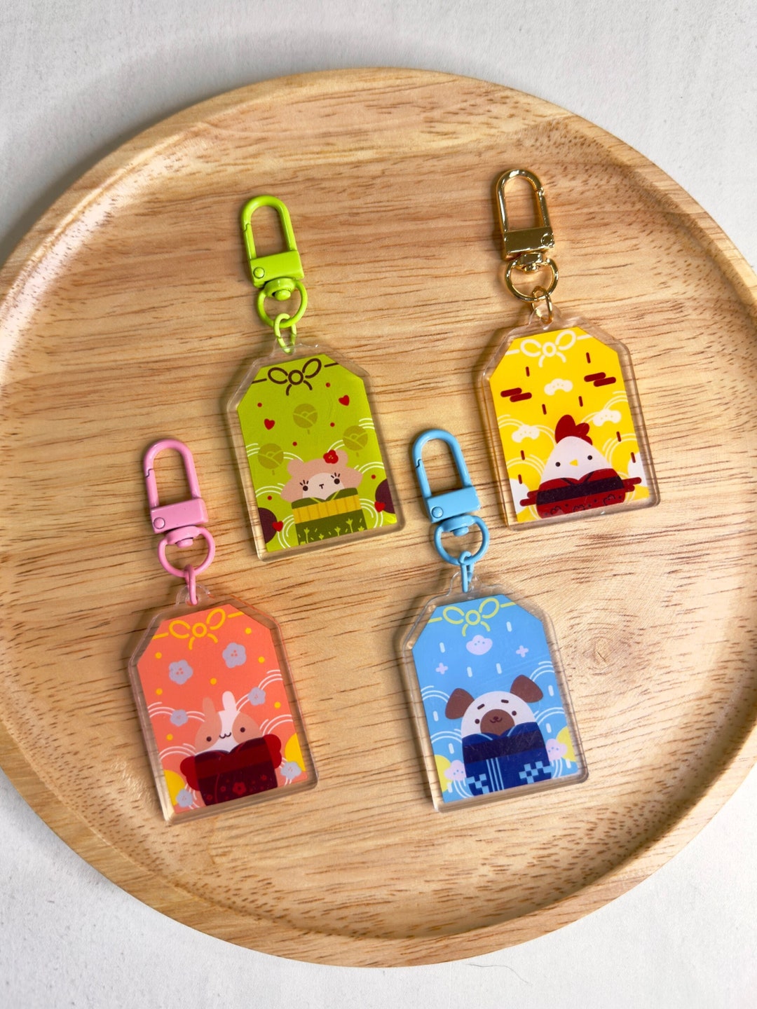 4 STYLES Omamori Acrylic Charm Japanese Omamori Good Luck Charm ...