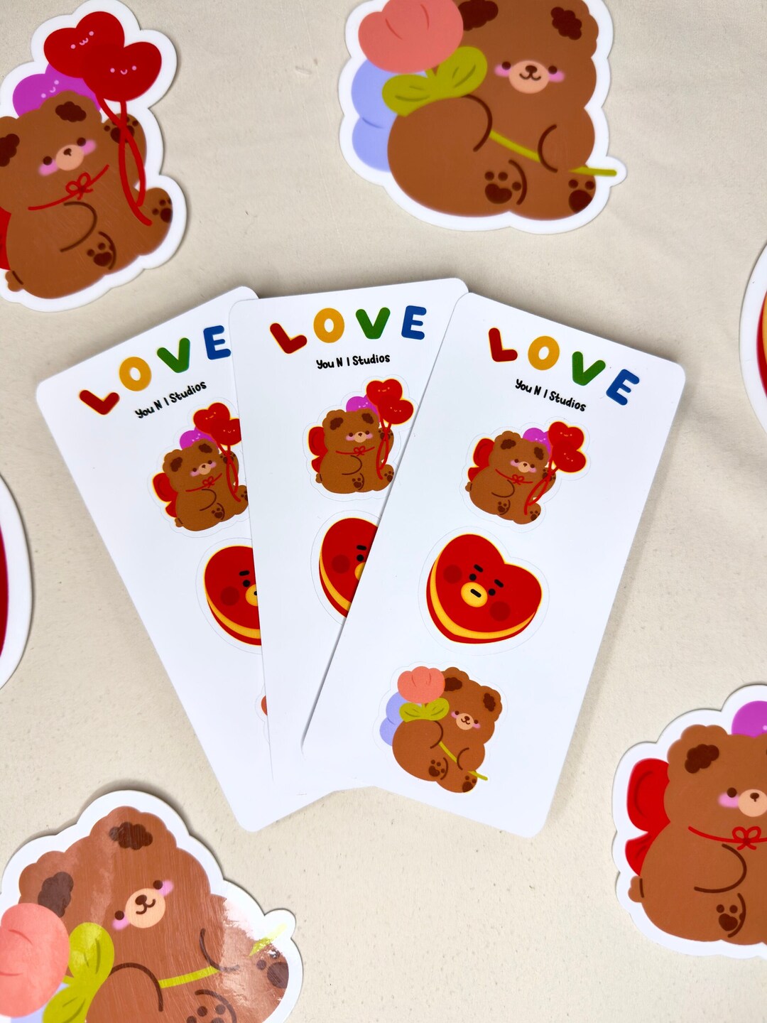 Valentine Bear Sticker Sheet Love Bear Sticker Sheet Kawaii Sticker ...