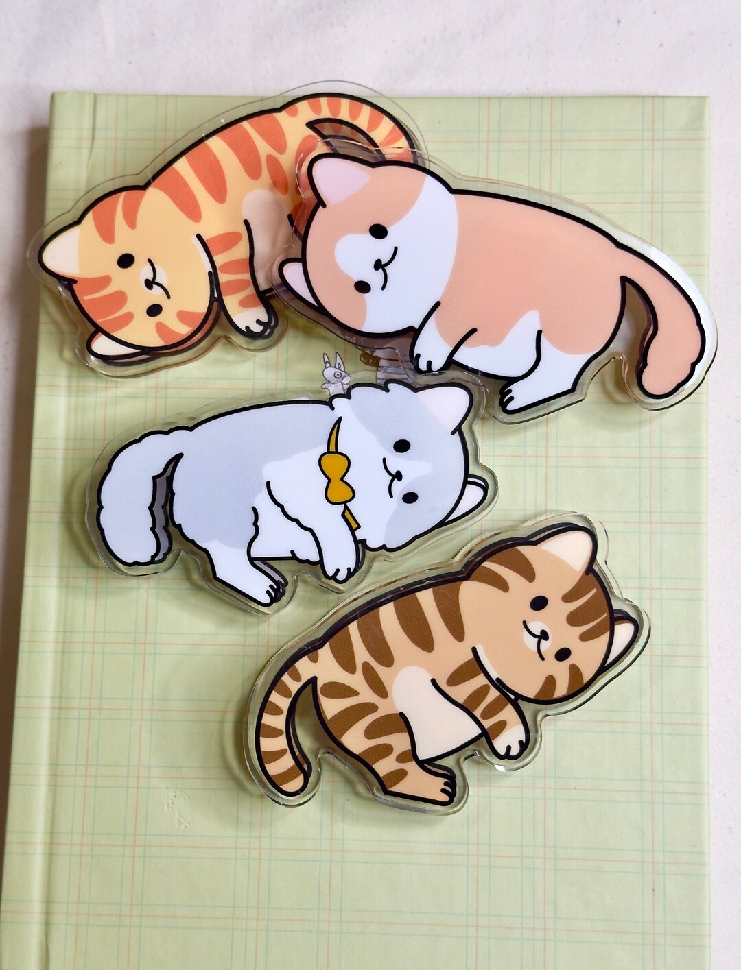 4 STYLES Cute Cat Acrylic Clip Acrylic Binder Clip Kawaii Paper Clip ...