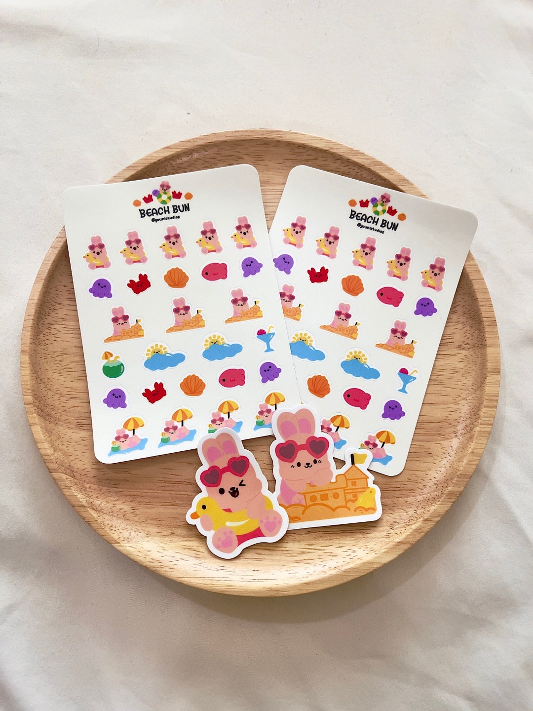 Summer Beach Bunny Sticker Sheet Kawaii Sticker Sheet Cute Stickers ...