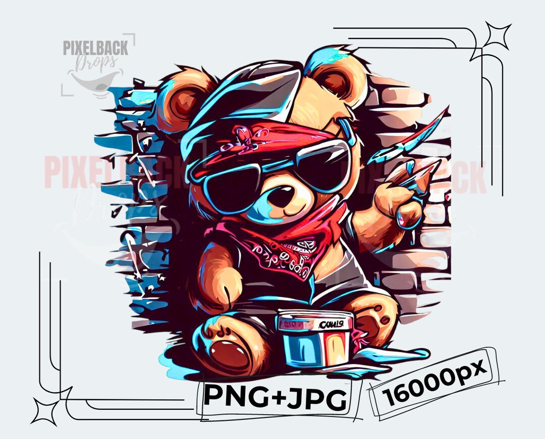 Ganster Teddy Bear Urban Clothing Pop Culture T-shirt Collection ...