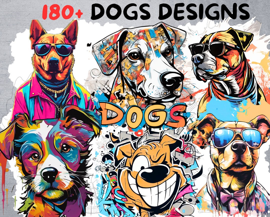 Buy 180 Dogs Graffiti Premium T-shirt Design Bundle Print on Demand ...
