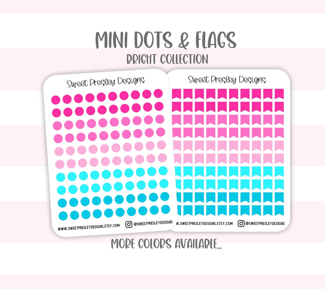 Mini Dot Stickers | Mini Flag Stickers | Bright Collection | Planner ...