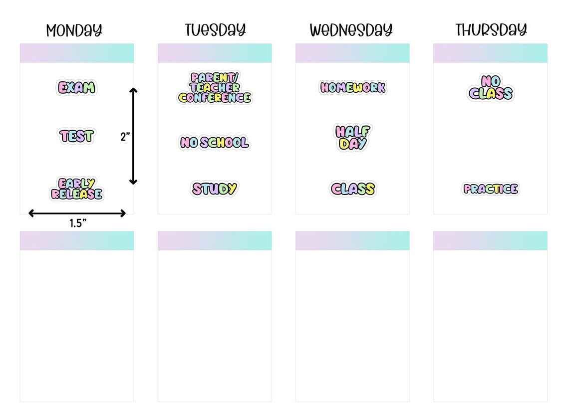 Mini Back to School Sticker Sheets | Planner Stickers | Journaling ...