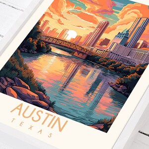 Austin Travel Poster Texas Vintage USA Wall Art Home Decor Art Print ...
