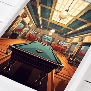 Pool Table Poster Billiards Vintage Game Wall Art Home Decor Art Print ...