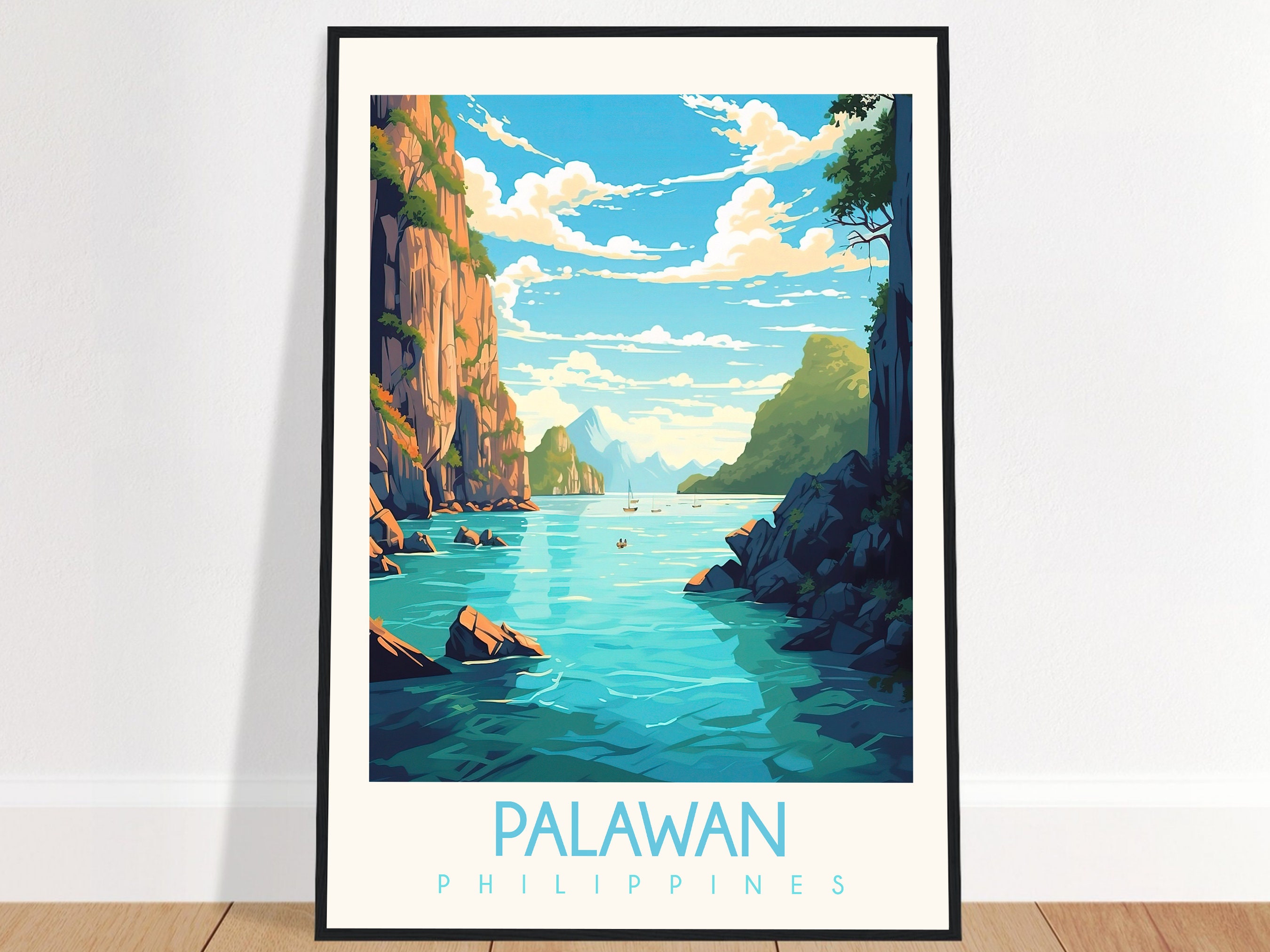 Palawan Travel Poster Philippines South East Asia Vintage Beach Wall ...