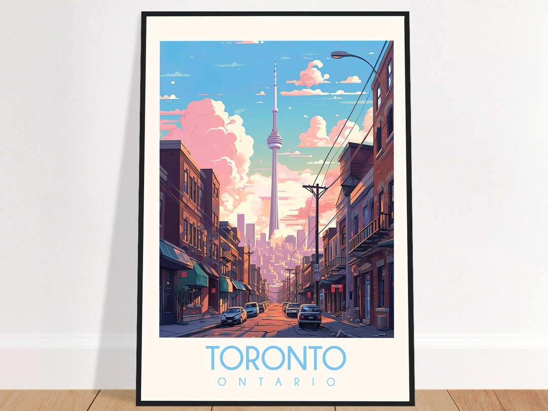 Toronto Travel Poster CN Tower Ontario Vintage Canada Wall Art Canadian ...