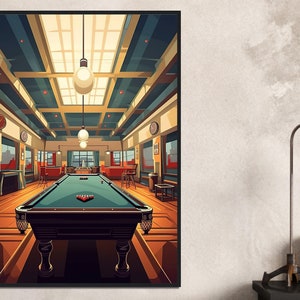 Pool Table Poster Billiards Vintage Game Wall Art Home Decor Art Print ...