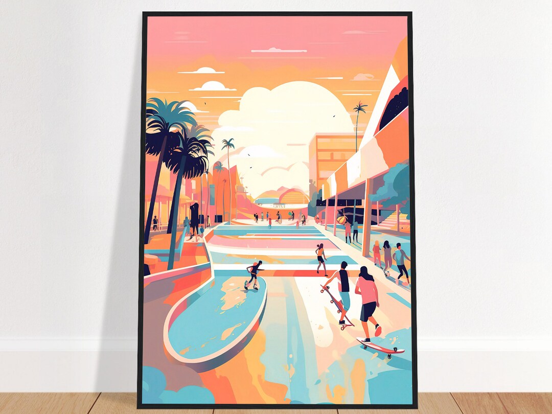 Skate Park Travel Poster Vintage Skateboard Wall Art Home Decor Art ...