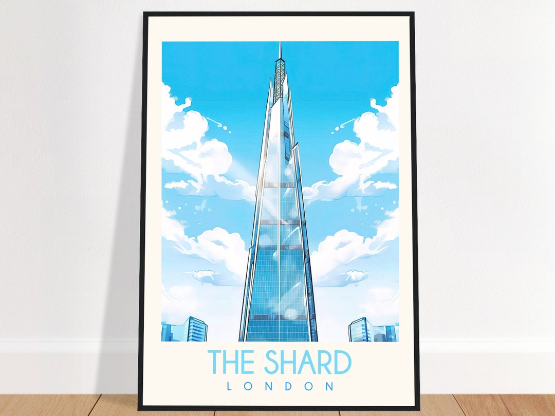 The Shard Travel Poster London England Europe Vintage Tower Wall Art ...