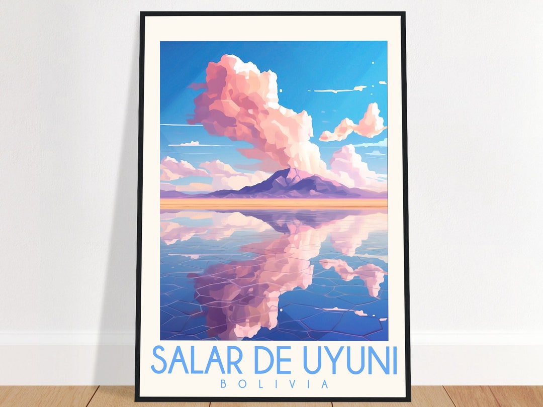 Salar De Uyuni Travel Poster Bolivia Salt Pan Europe Vintage Wall Art ...