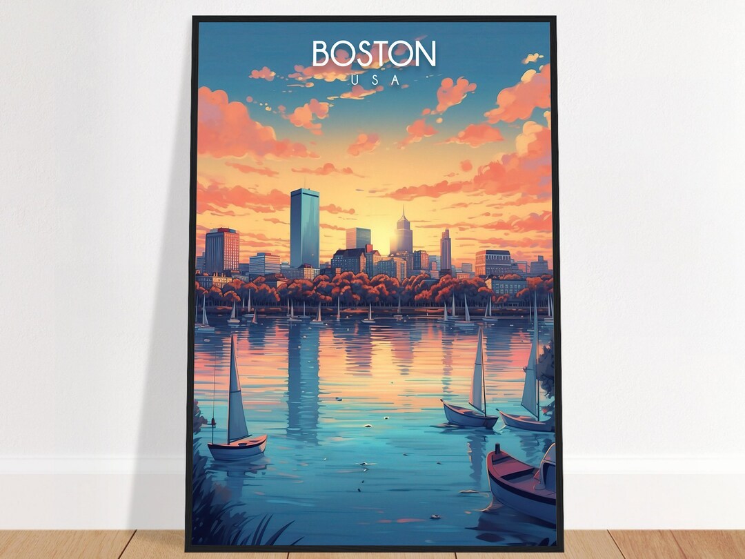 Boston Travel Poster Massachusetts USA Vintage Wall Art Home Decor Art ...