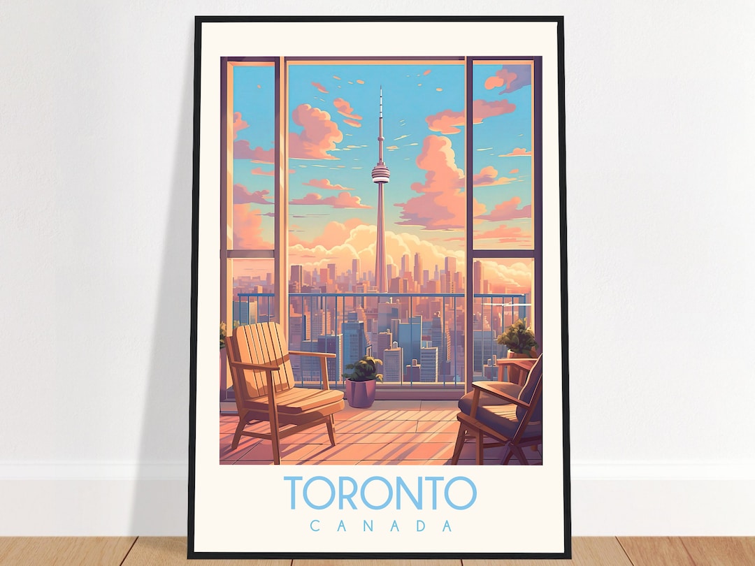 Toronto Travel Poster CN Tower Ontario Vintage Canada Wall Art Home ...
