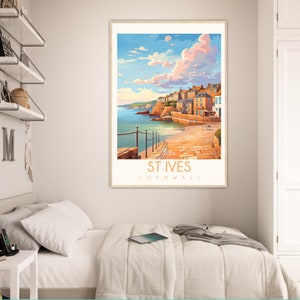St Ives Travel Poster Cornwall Vintage England Wall Art Home - Etsy